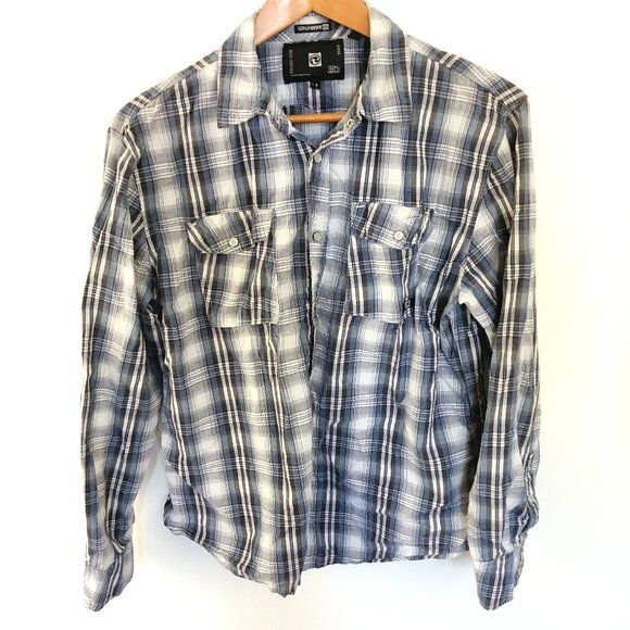 Ocean Current | Shirts | Ocean Current Mens Blue And Black Plaid Button ...